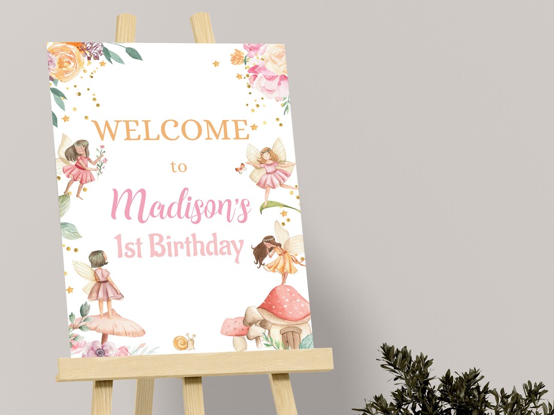 Fairy First Welcome Sign My Fairy First Birthday Sign Fairy Welcome ...