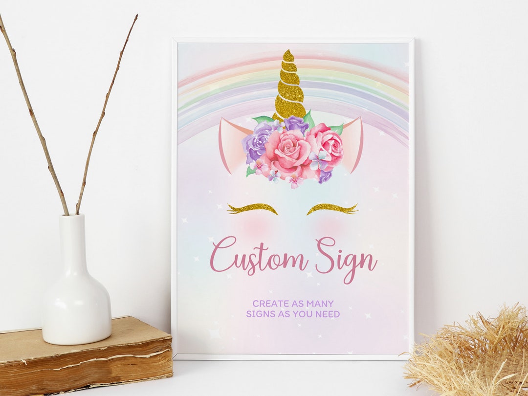 Unicorn Custom Sign Unicorn Birthday Party Sign Rainbow Decor Unicorn ...