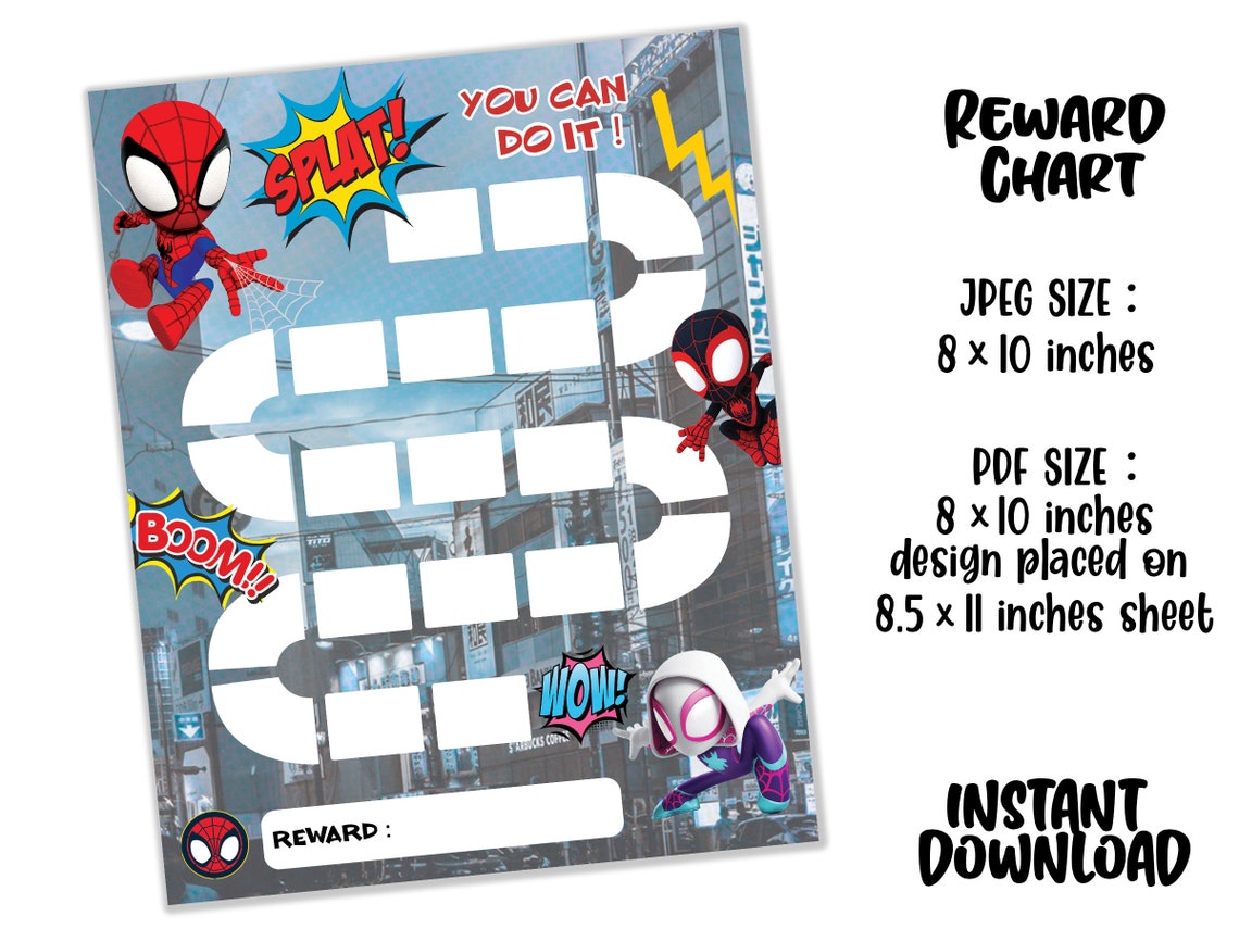 Spidey Reward Chart Spidey and His Amazing Friends Chore - Etsy UK