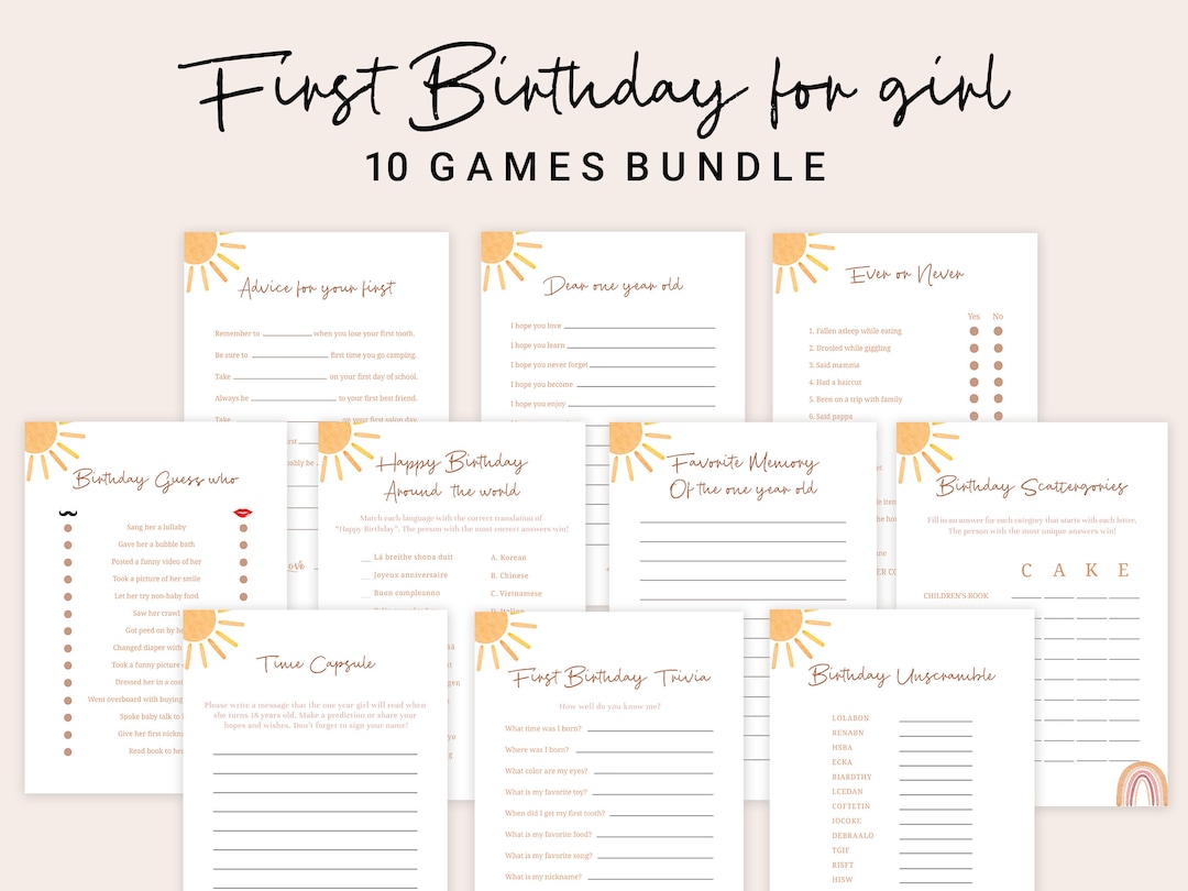 First Trip Around the Sun Birthday Games for Girl 1st Trip Around the ...