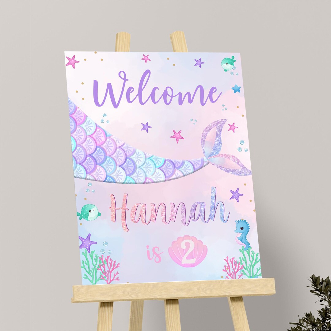 Mermaid Welcome Sign Template Under the Sea Welcome Poster Girls ...