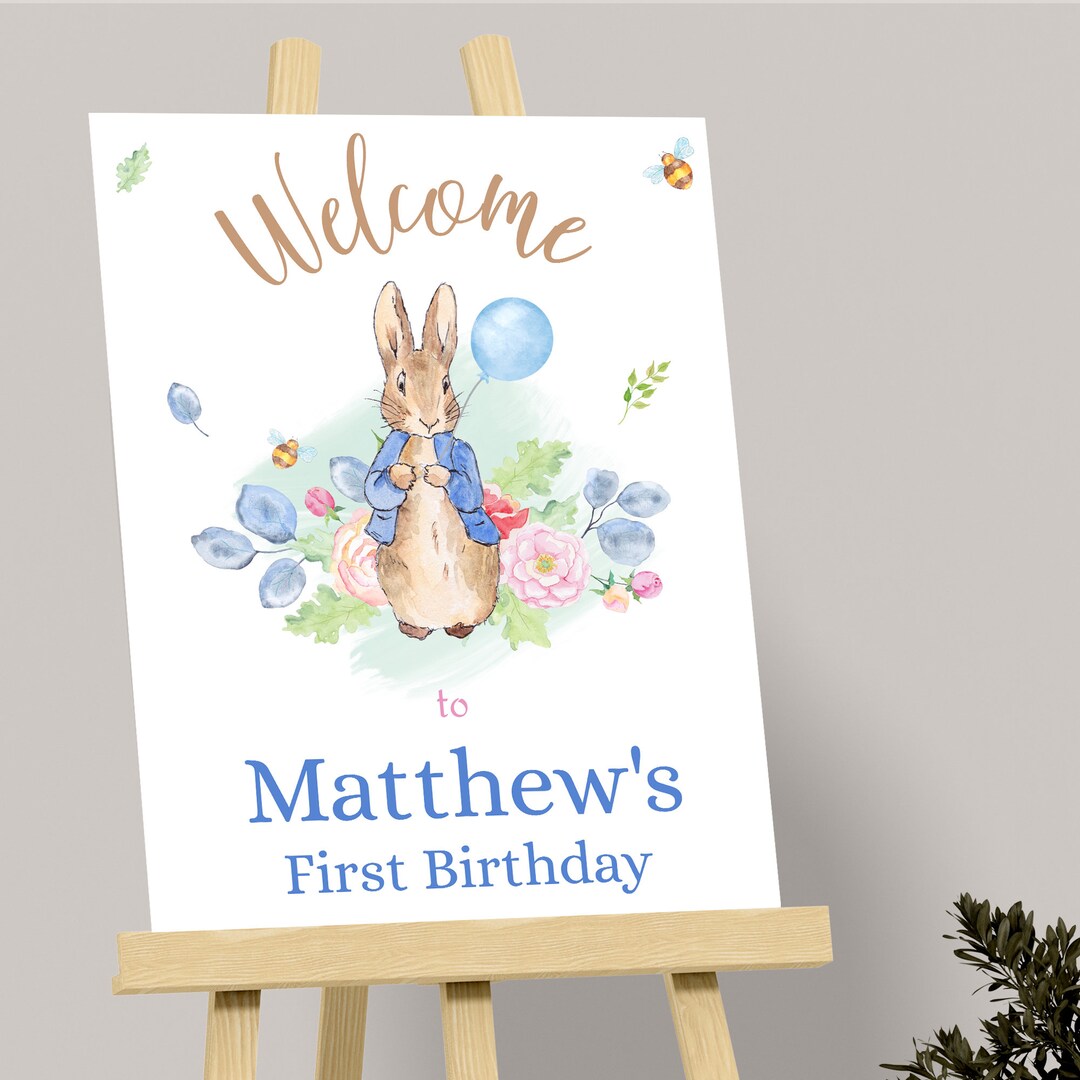 Peter Rabbit Welcome Sign Bunny Birthday Sign Flopsy Bunny First ...