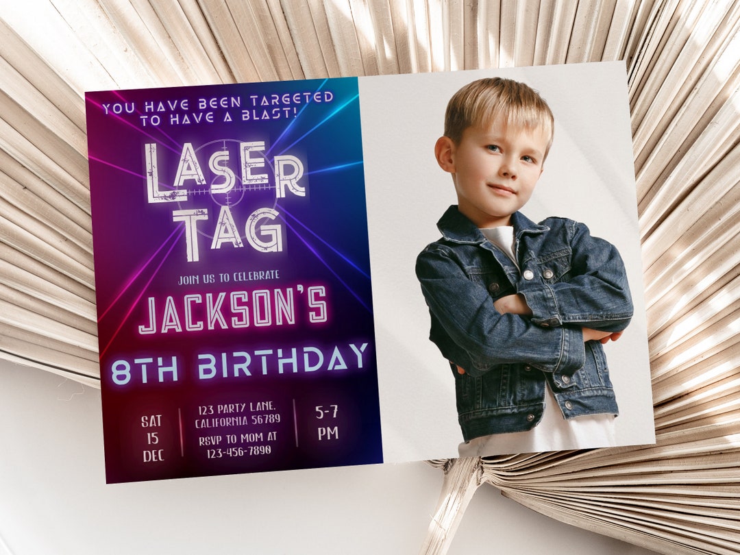 Laser Tag Birthday Invitation With Photo Laser Tag Party Invitation ...