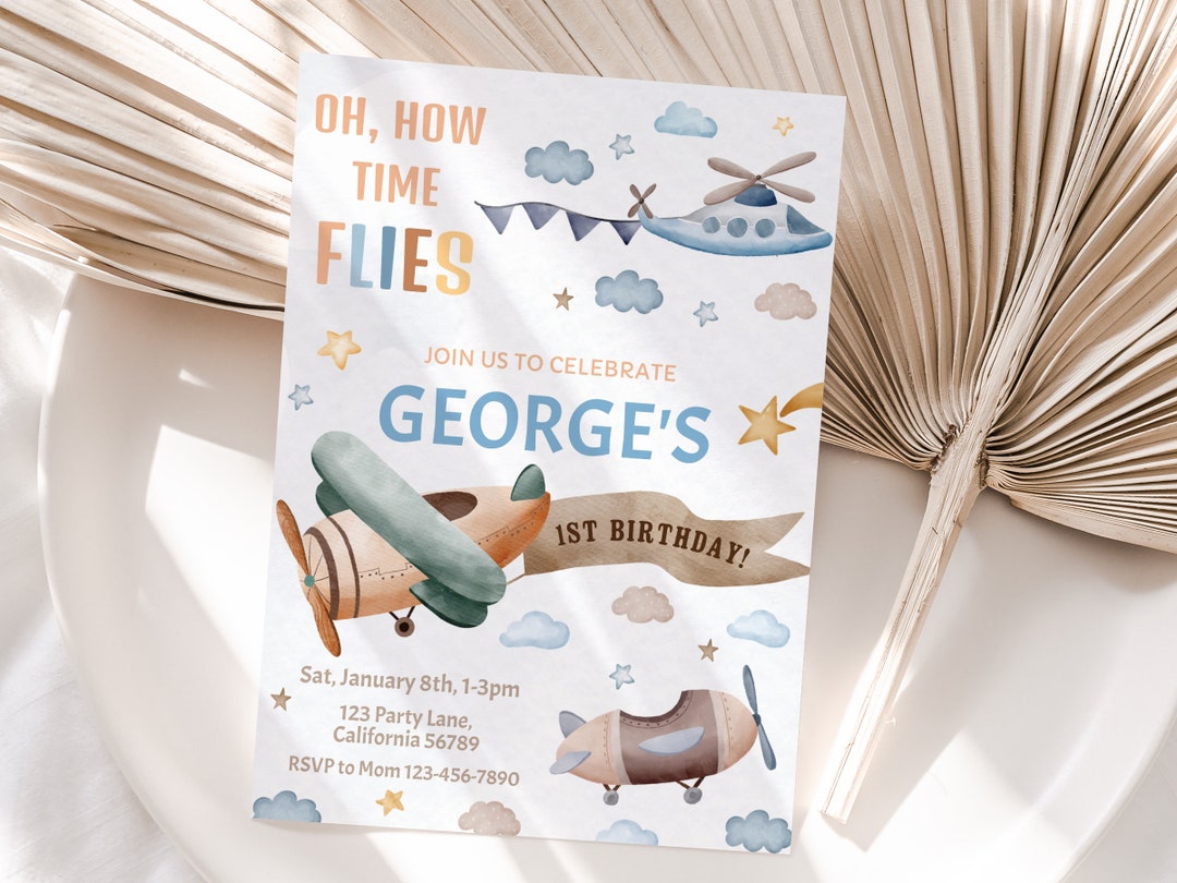 Airplane Invitation Airplane Birthday Invitation Airplane Theme Party ...