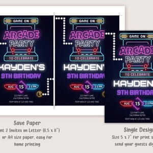 Arcade Birthday Invitation Arcade Party Invitation Gamer Invitation ...