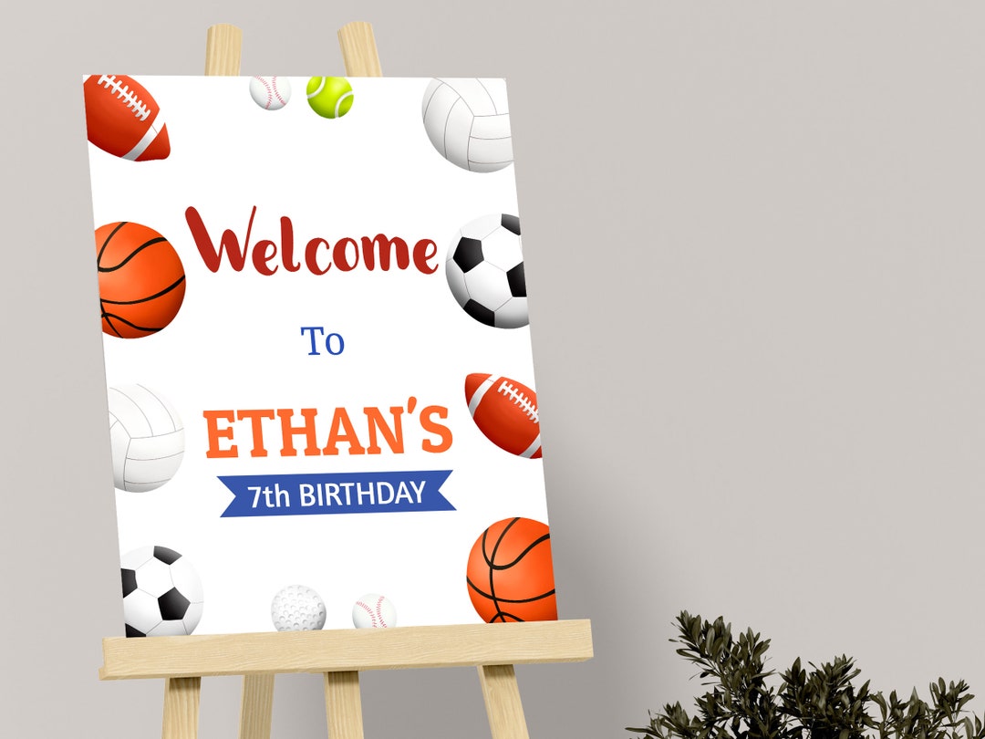 Sports Welcome Sign Sports Birthday Party Decor Sports Party Welcome ...