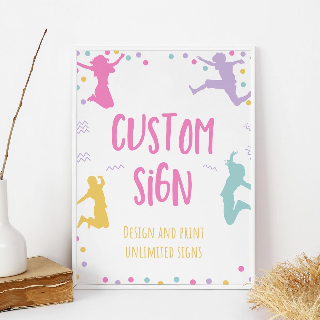 Trampoline Park Custom Sign Jump Party Signs Trampoline Birthday Sign ...