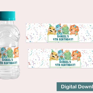 Dinosaur Water Bottle Label Template, Editable Dino Birthday Party ...