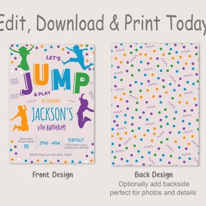 Jump Birthday Party Invitation Trampoline Party Invite Jumping Birthday ...