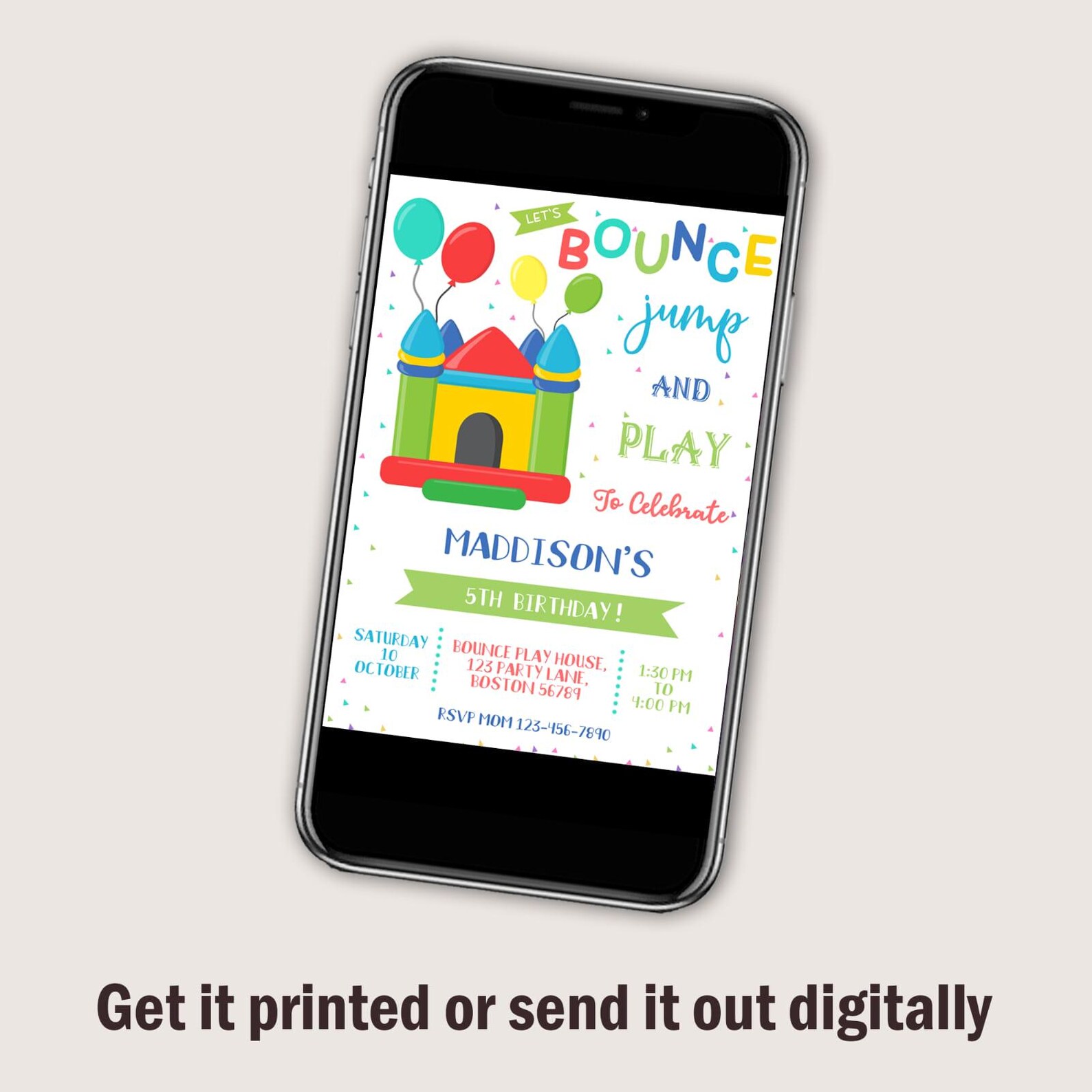 Editable Bounce House Birthday Invitation Bouncy House Birthday Party ...