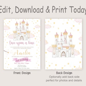 Princess Birthday Invitation Girl Princess Birthday Party Invite Pink ...