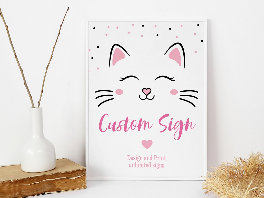 Cat Custom Sign Cat Party Signs Kitten Birthday Sign Kitty Decor Kitty ...