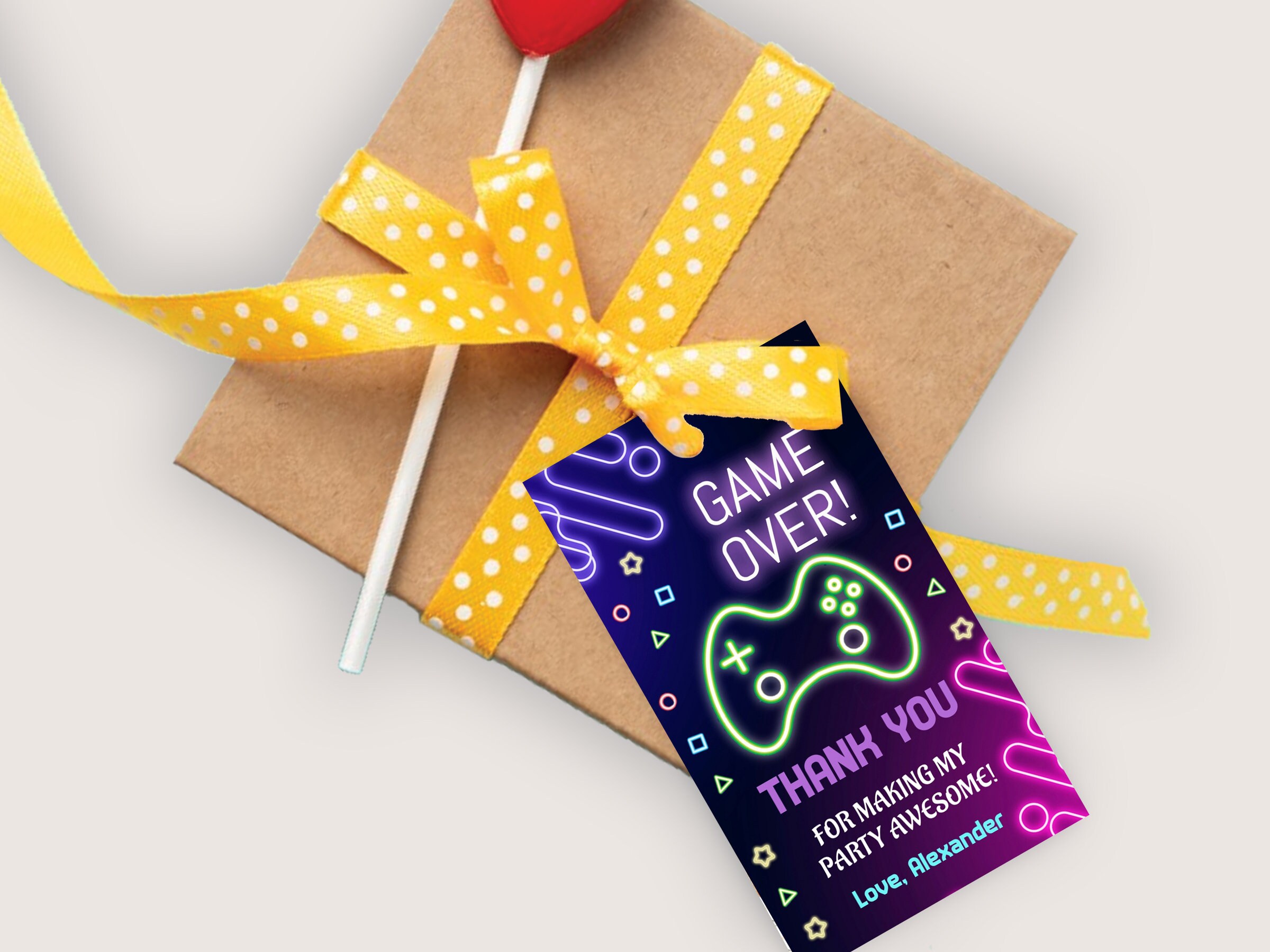 Video Game Favor Tag Game Over Tag Gamer Birthday Tag Neon - Etsy Australia