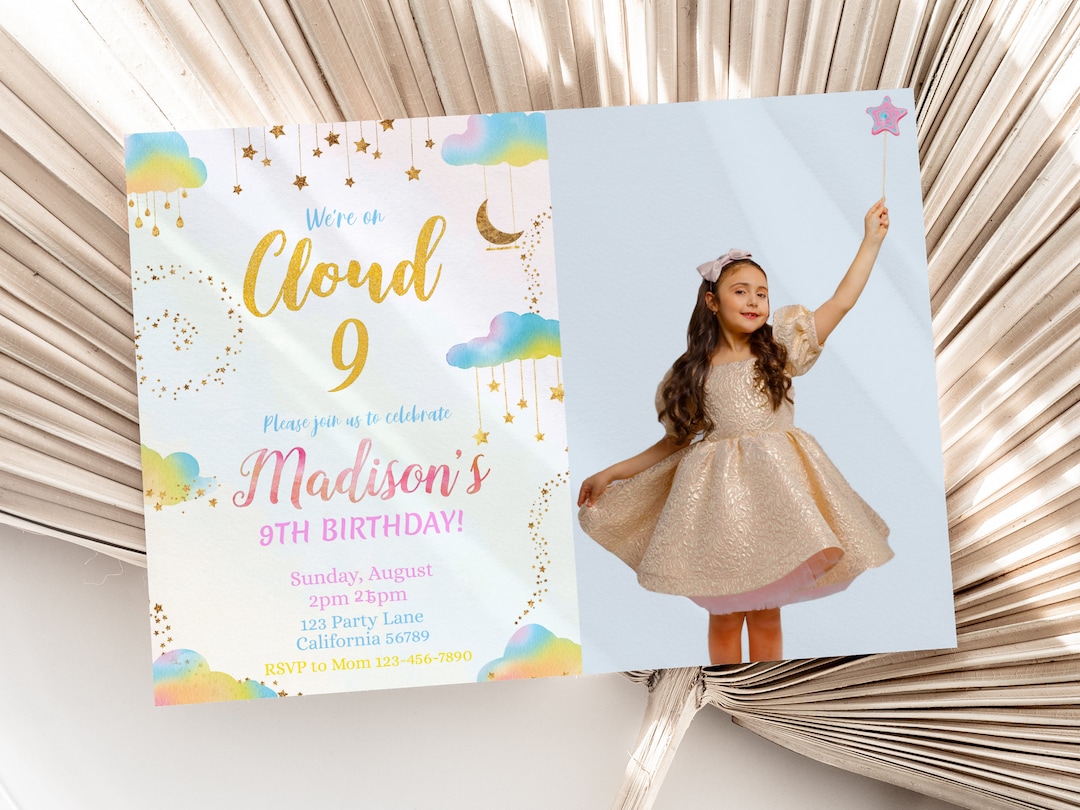 On Cloud 9 Birthday Invitation With Photo Cloud 9 Invitation Picture ...