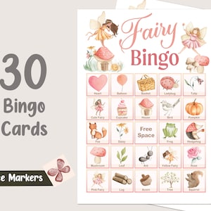 Fairy Bingo 30 Cards Fairy Party Games Fairy Games Fairy Garden Bingo ...