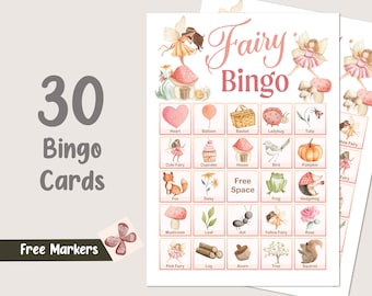 Fairy Bingo 30 Cards Fairy Party Games Fairy Games Fairy Garden Bingo ...