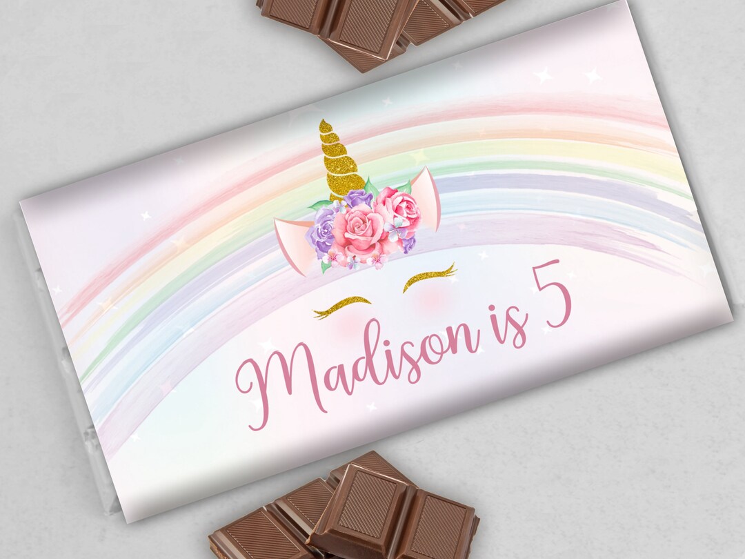 Unicorn Chocolate Label Unicorn Candy Bar Wrapper Unicorn Rainbow ...