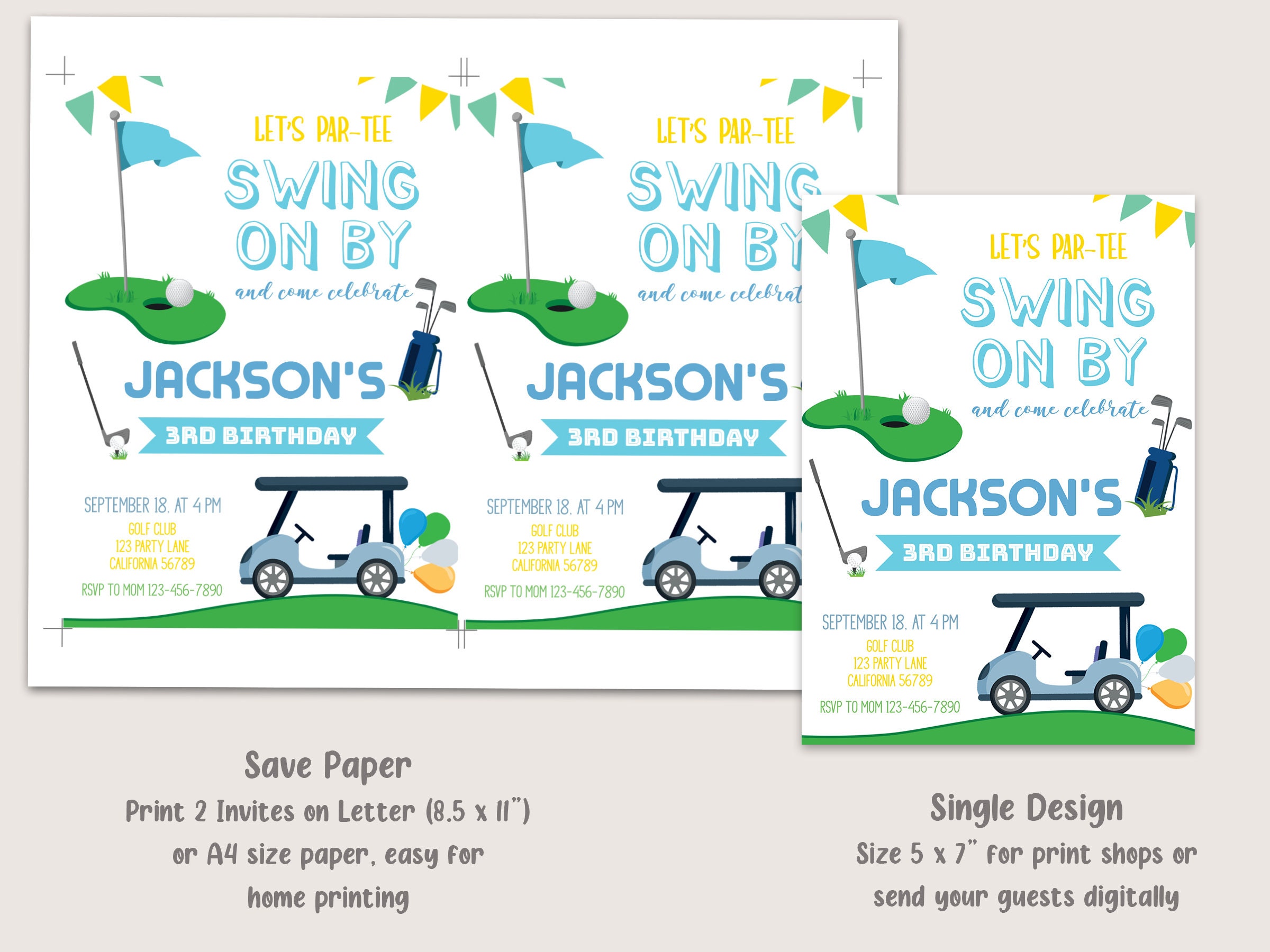 Golf Birthday Invitation Golf Birthday Party Invitation Golf - Etsy