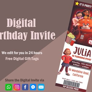 Turning Red Birthday Invite Personalized Turning Red Movie - Etsy