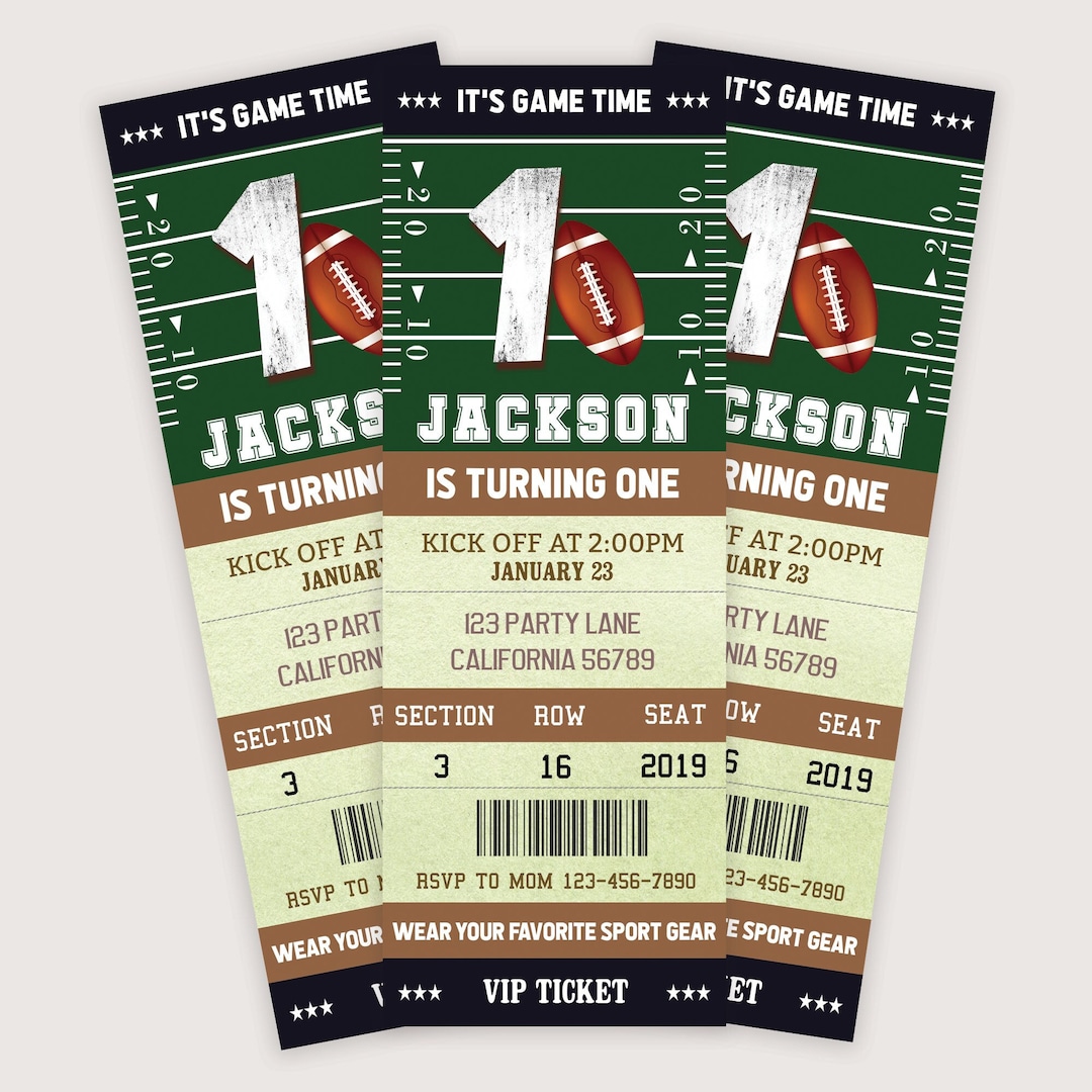 Football 1st Birthday Invitation One Year Down Football Invitation ...