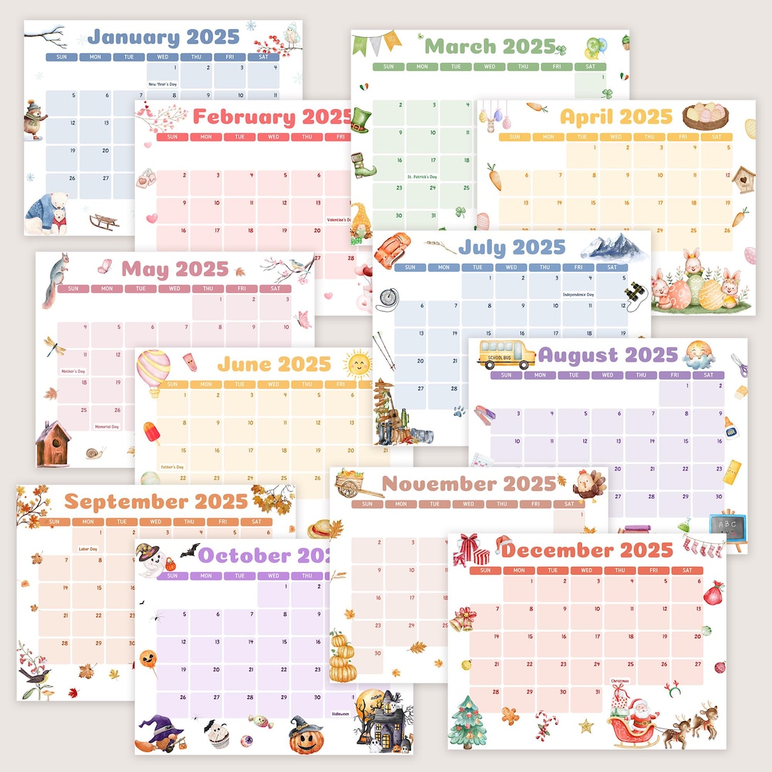 Kids Calendar 2025 Children's Calendar Homeschool Planner Classroom ...