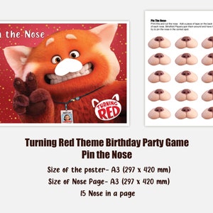 Turning Red Pin the Tail Turning Red Birthday Party Games - Etsy