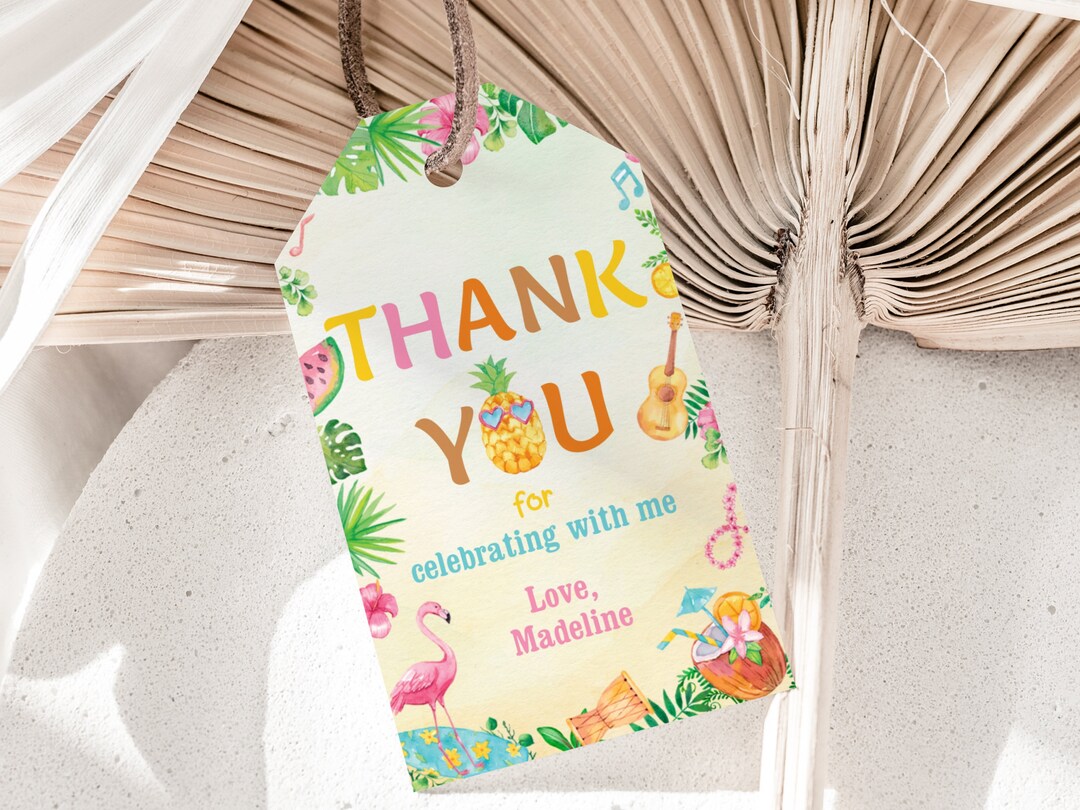 Luau Thank You Tags Hawaiian Party Favor Tags Aloha Gift Tags Tropical ...