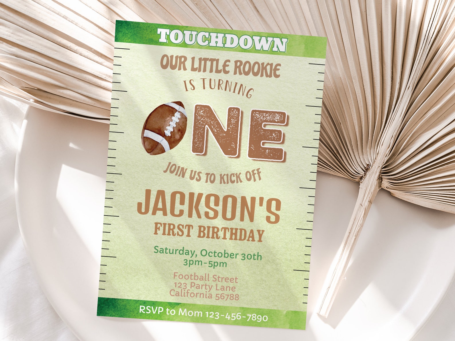 Football First Birthday Invitation Football 1st Birthday Party Invite ...