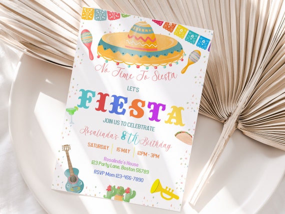 Editable Fiesta Birthday Invitation Mexican Fiesta Theme Party - Etsy