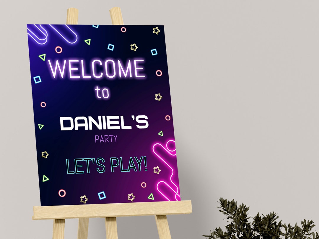 Arcade Birthday Welcome Sign Arcade Party Welcome Sign Let's Play ...