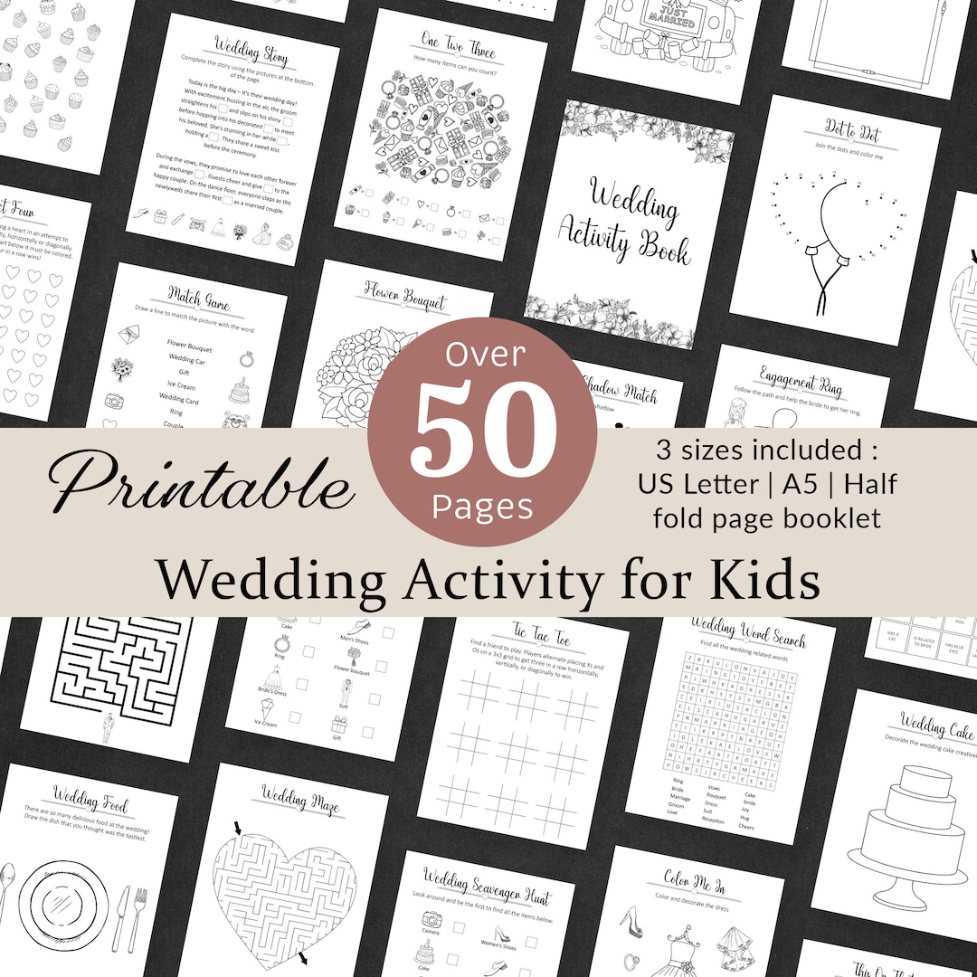 Kids Wedding Activity Pack Wedding Activity Book Coloring Book for Kids ...