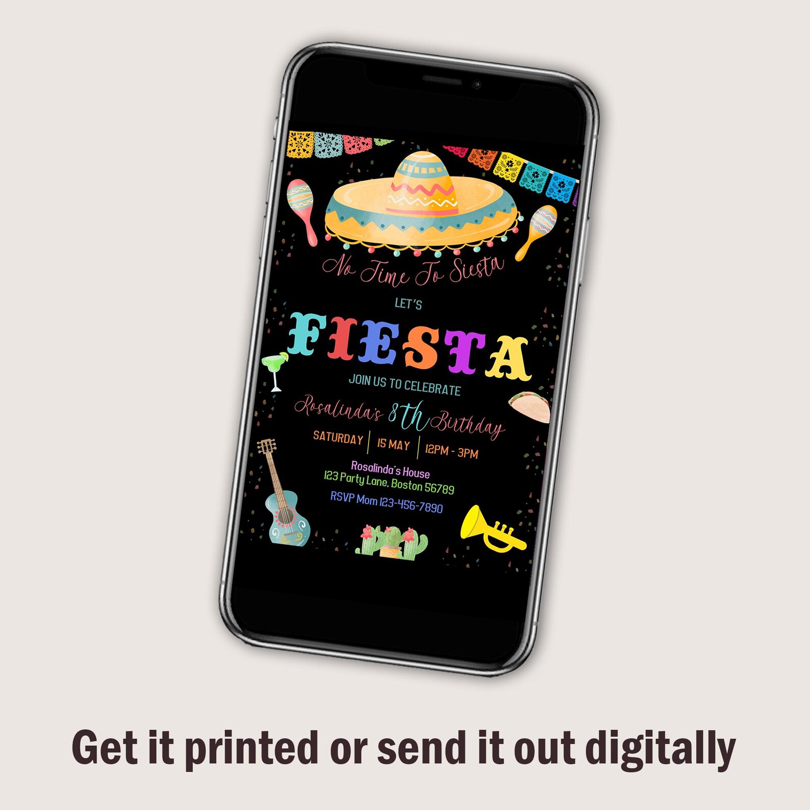 Editable Mexican Fiesta Birthday Invitation Fiesta Theme Party Invite ...