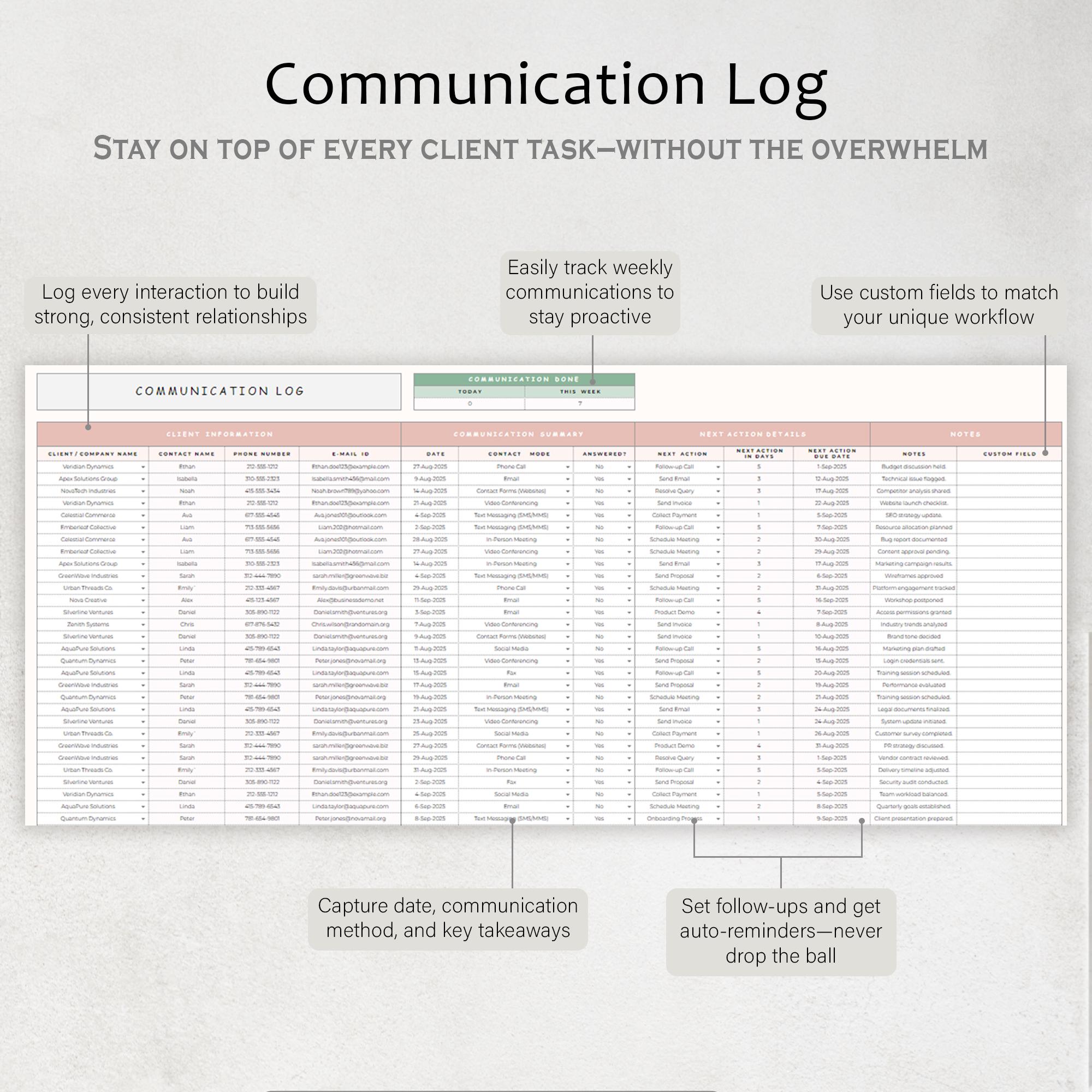 Client Tracker for Small Business Planner CRM Task Tracker ...