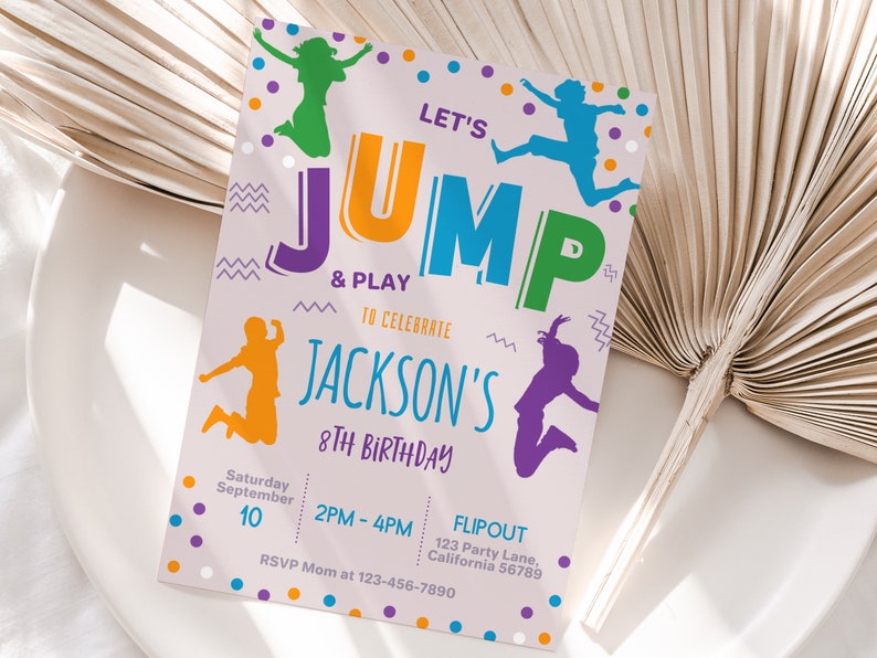 Jump Birthday Party Invitation Trampoline Party Invite Jumping - Etsy