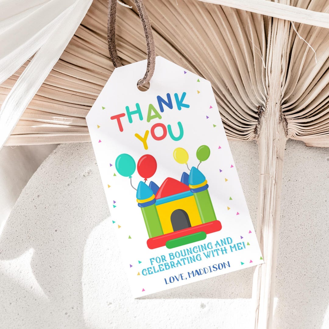 Bounce House Thank You Tags Bouncy Castle Favor Tags Jump Party Favors ...