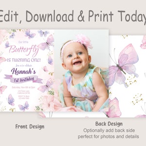 Butterfly Invitation With Picture Butterfly Birthday Invitation With ...