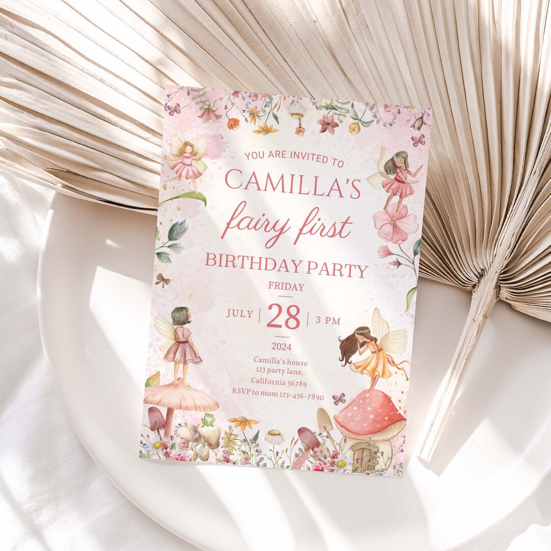 Fairy First Birthday Invitation My Fairy First Invitation Fairy Party ...