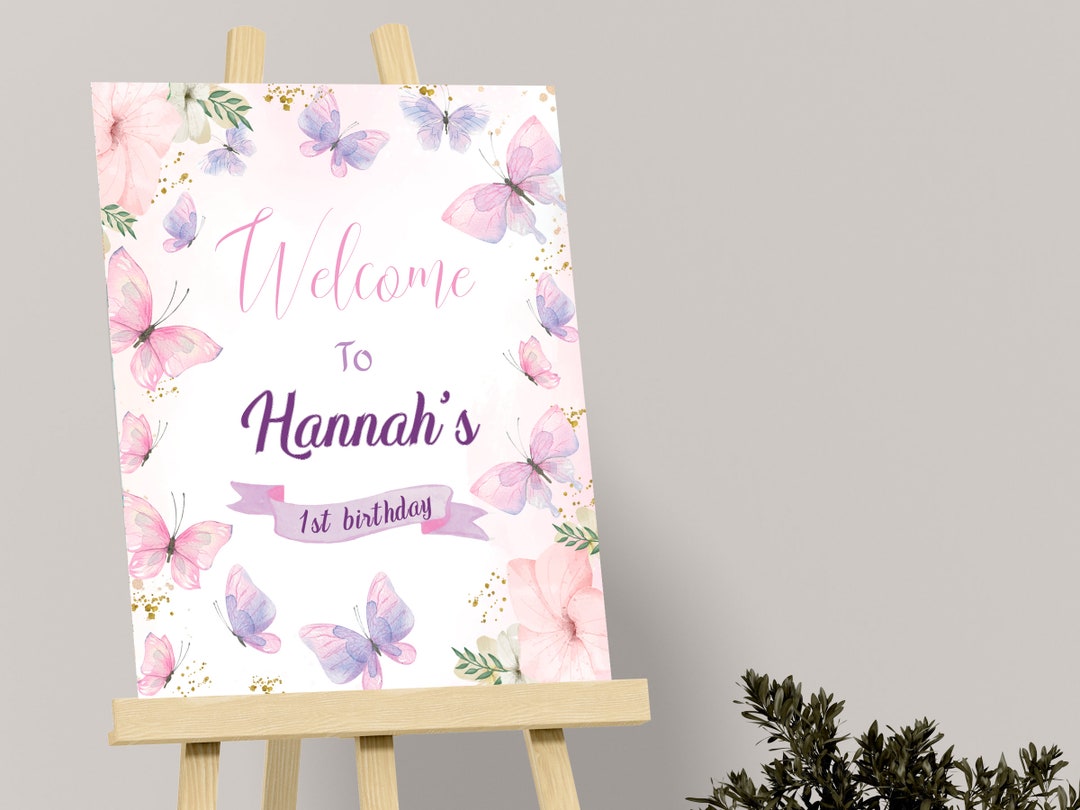 Butterfly Welcome Sign Butterfly Birthday Sign Butterfly Party Decor ...