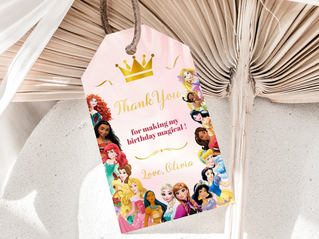 Princess Favor Tags Princess Birthday Party Thank You Tags Princess ...