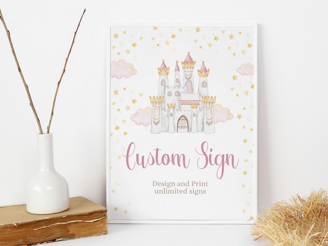 Princess Custom Sign Princess Party Signs Princess Birthday Sign ...