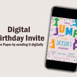 Jump Birthday Party Invitation Trampoline Party Invite Jumping Birthday ...
