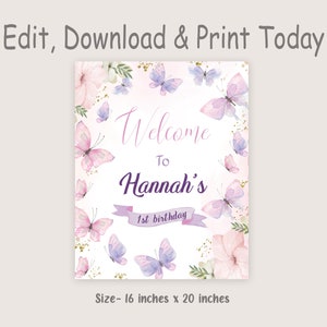 Butterfly Welcome Sign Butterfly Birthday Sign Butterfly Party Decor ...