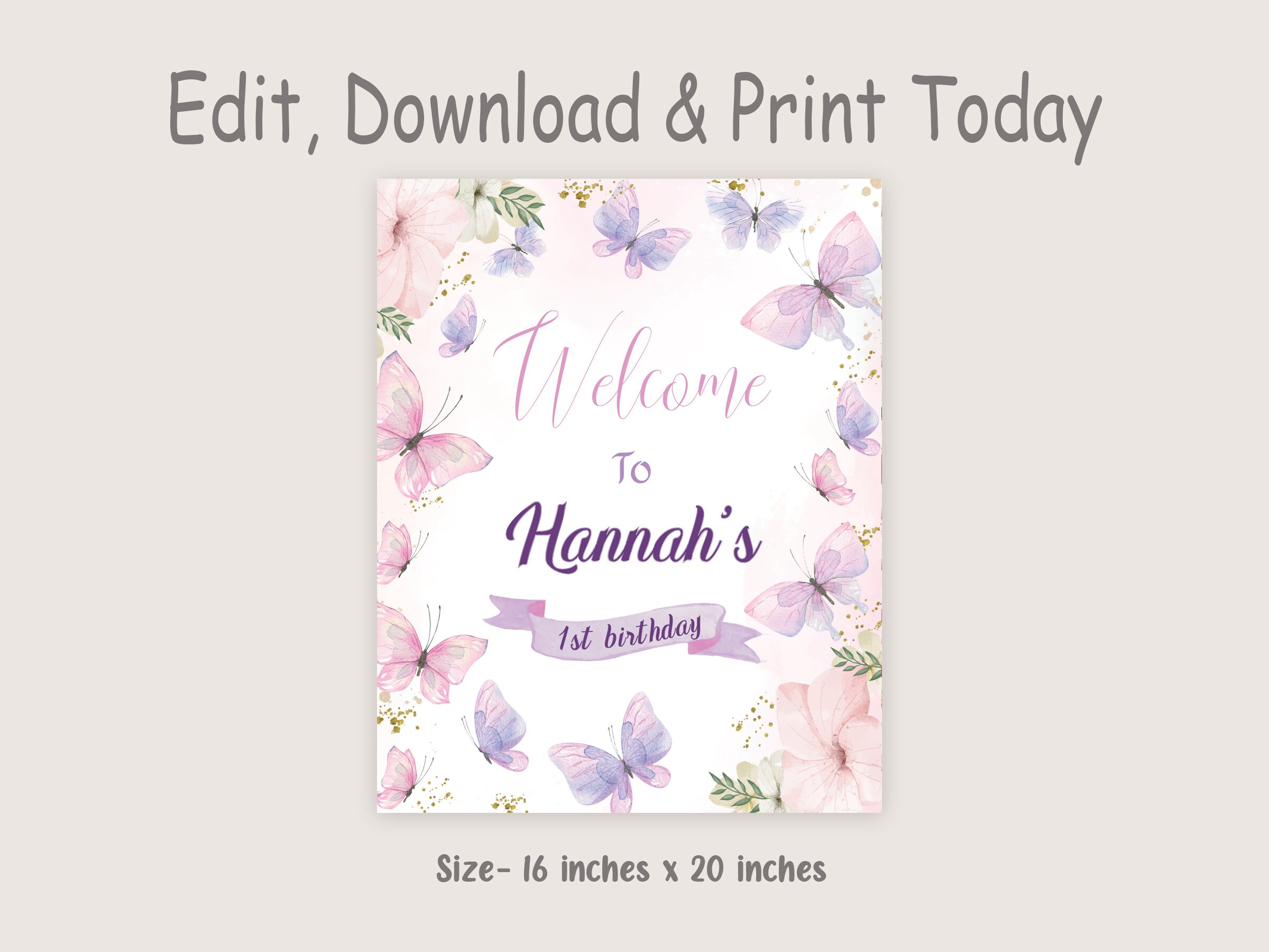 Butterfly Welcome Sign Butterfly Birthday Sign Butterfly Party - Etsy