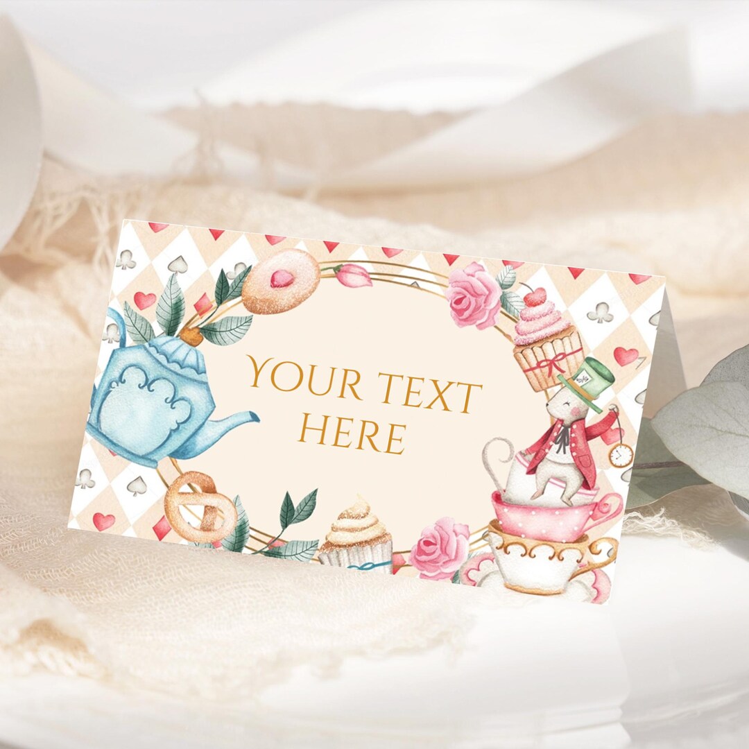 Alice in Wonderland Food Tent Alice in Onederland Birthday Tent Card ...