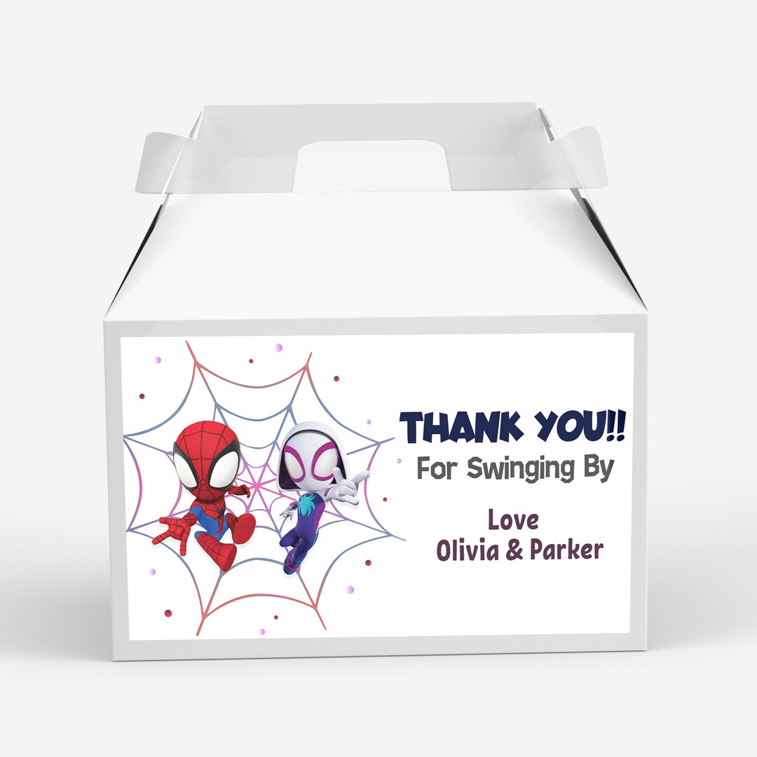 Spidey and His Amazing Friends Joint Birthday Box Label Spidey Spin ...