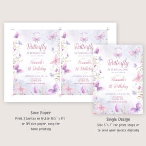 Butterfly Invitation Butterfly Birthday Invitation Purple Butterfly ...