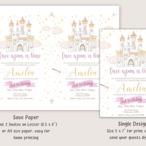 Princess Birthday Invitation Girl Princess Birthday Party Invite Pink ...