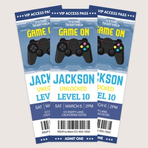 Video Game Birthday Ticket Invitation Gamer Invitation Gaming Birthday ...