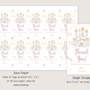 Princess Favor Tags Princess Birthday Thank You Tags Princess Party ...