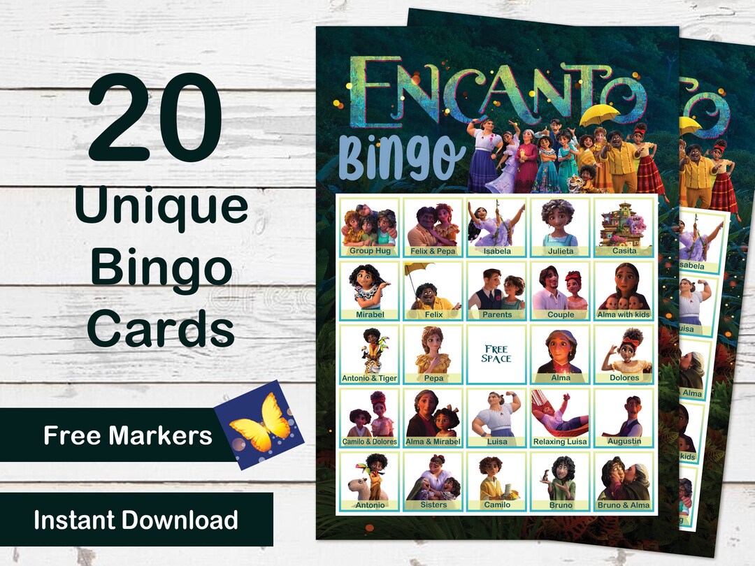 Encanto Bingo Game 20 Cards Encanto Movie Birthday Party - Etsy Canada